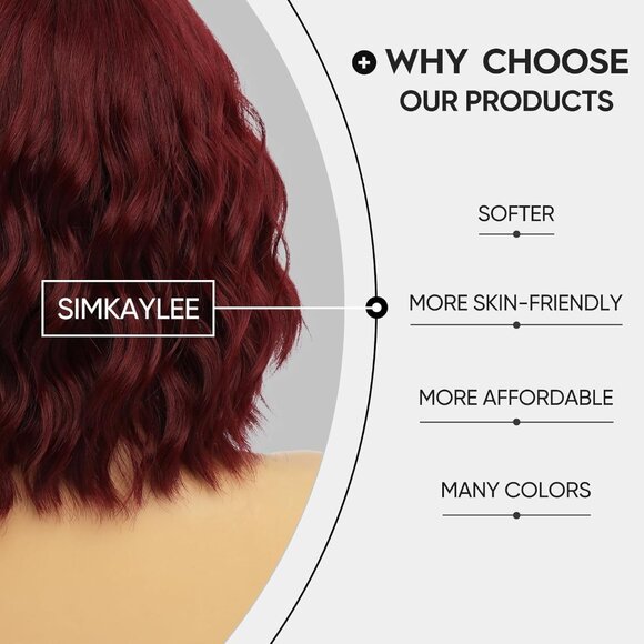 Accessories | Short Burgundy Wigs Women Shoulder Length Bob Curly Wavy ...